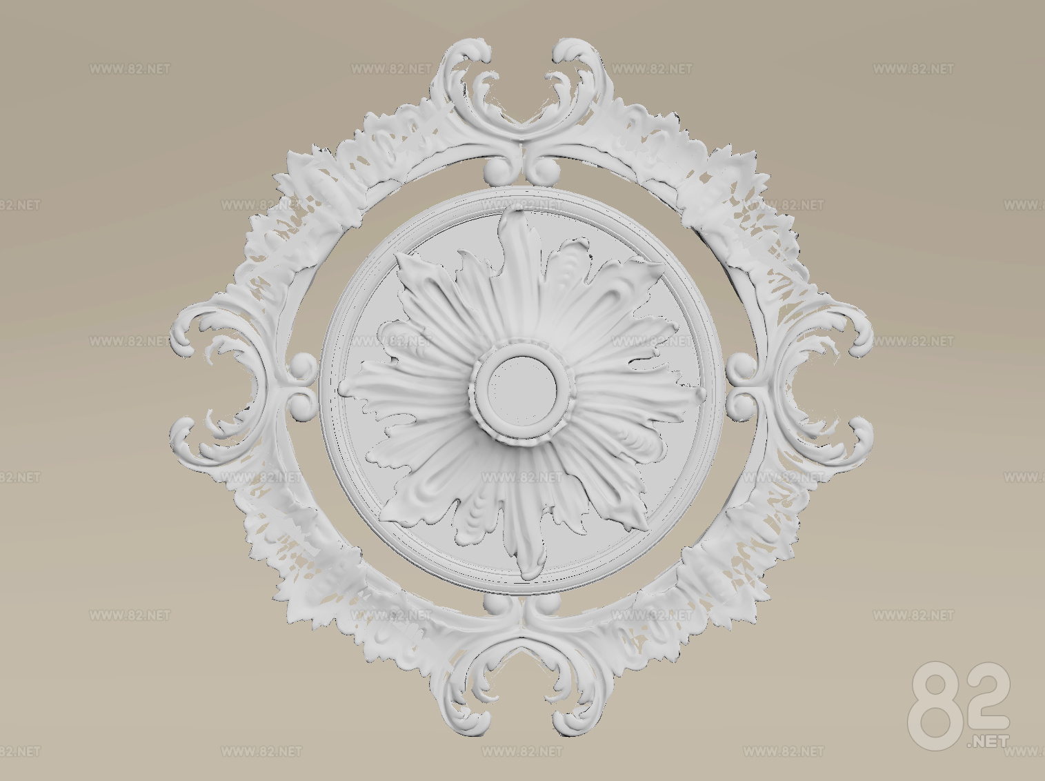 French retro lamp plate download | SketchUp(.skp) - 82Models