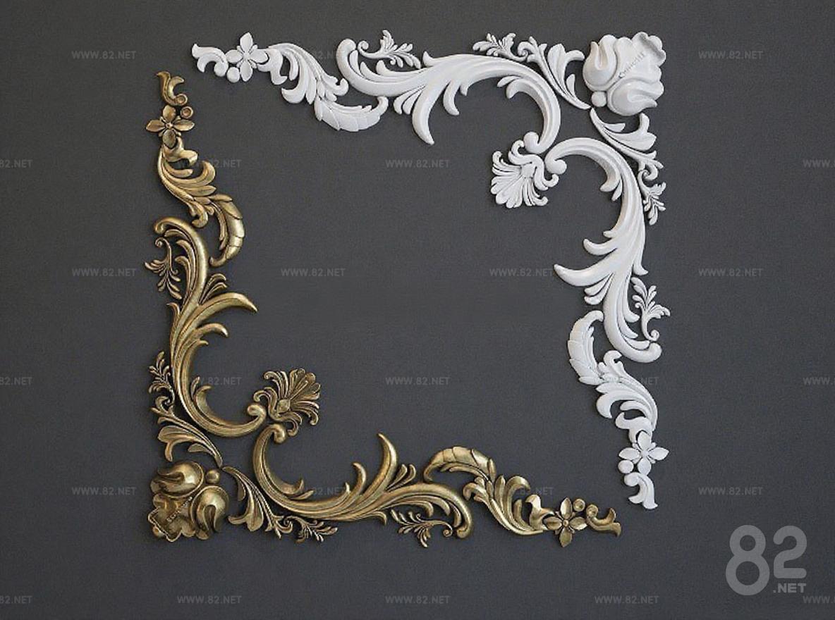 Baroque style decorative picture frame 3D model relief metal material ...