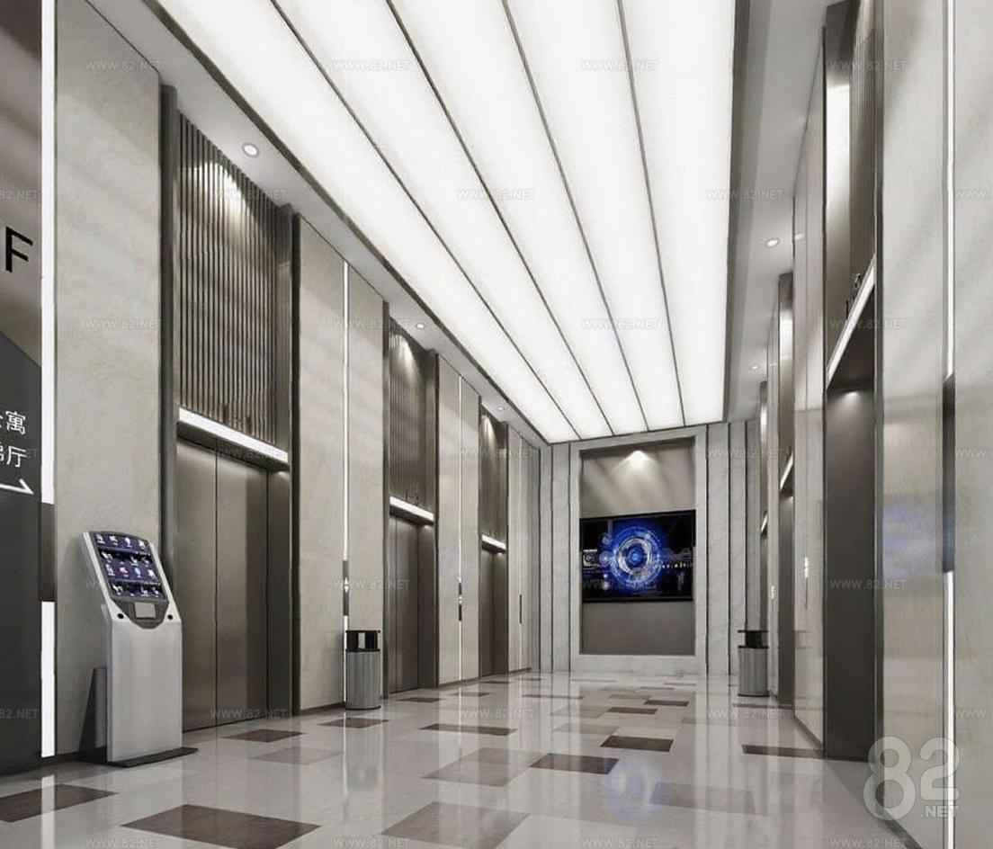 Modern Intelligent Elevator Hall Interior Design 3D Model Science and ...