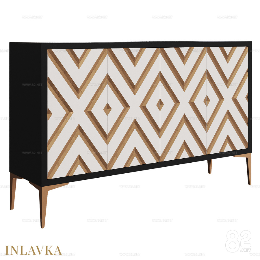 OM diamond-shaped four-door design three-drawer cabinet download | 3Ds ...